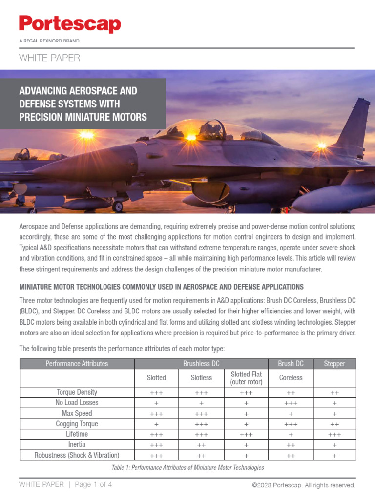 WP Advancing Aerospace Defense Systems With Precision Miniature Motors en | PDF | Electric Motor ...