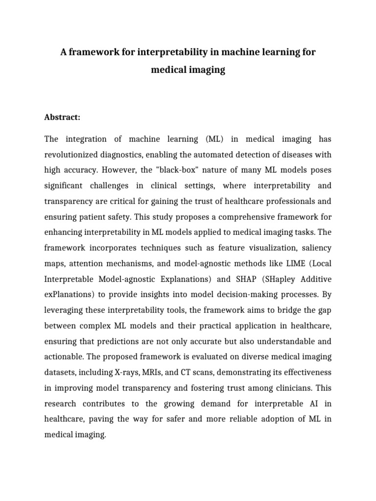 A Framework For Interpretability in Machine Learning For Medical Imaging | PDF | Machine ...