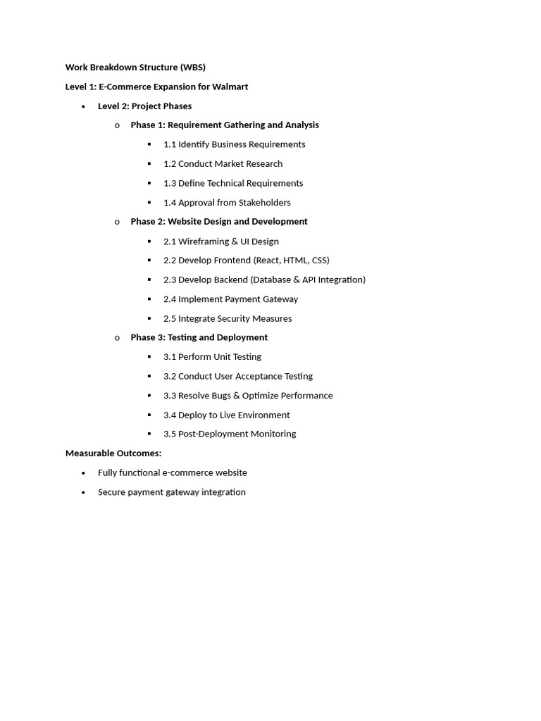 Work Breakdown Structure | PDF