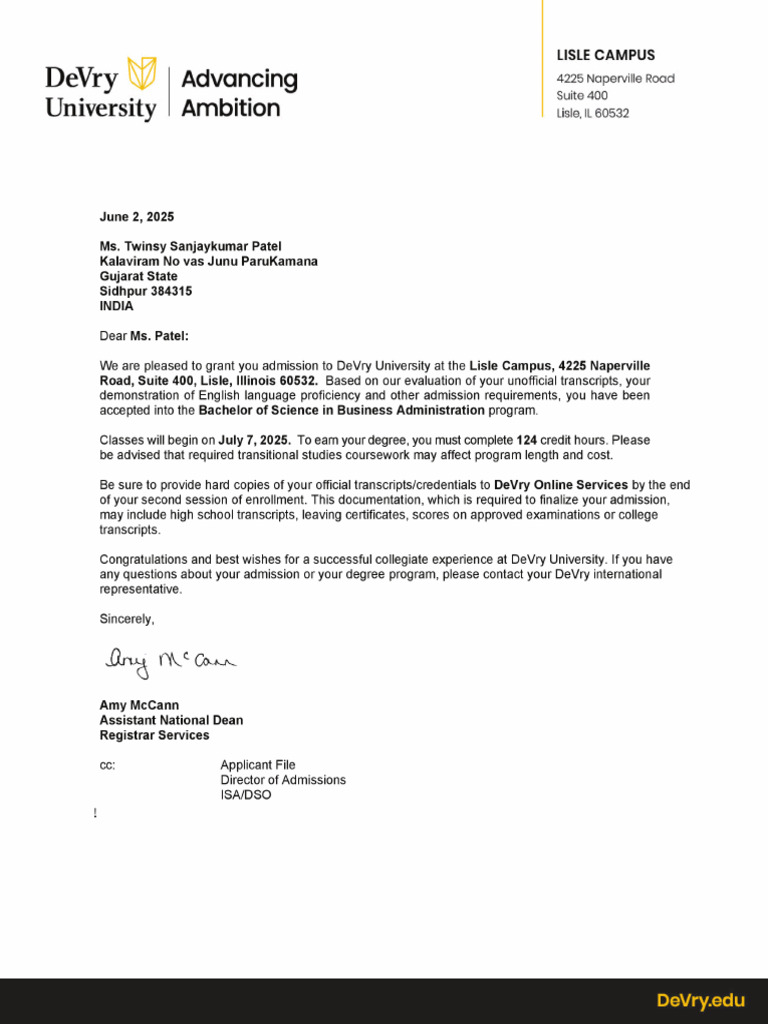 Patel, Twinsy Sanjaykumar (Def - LOA) | PDF