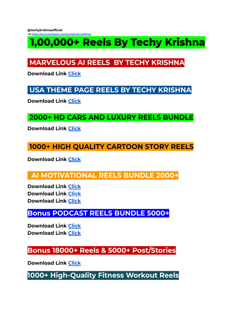 100K Reels by Techy Krishna - Google Docs 2025 02 06 05 53 47 | PDF