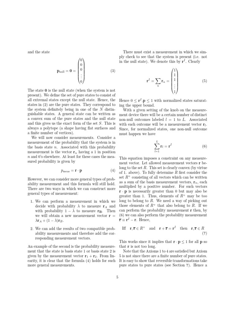 Quantum Theory From Five Reasonable Axioms (5to14) | PDF | Basis ...