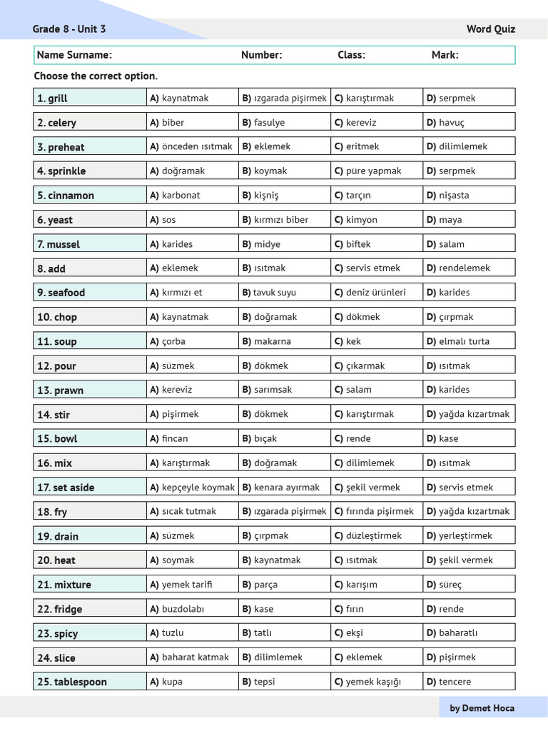 8.3 Word Quiz | PDF