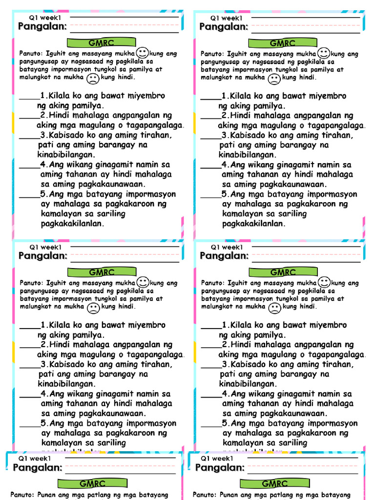 Quarter 1 Worksheets (1) | PDF