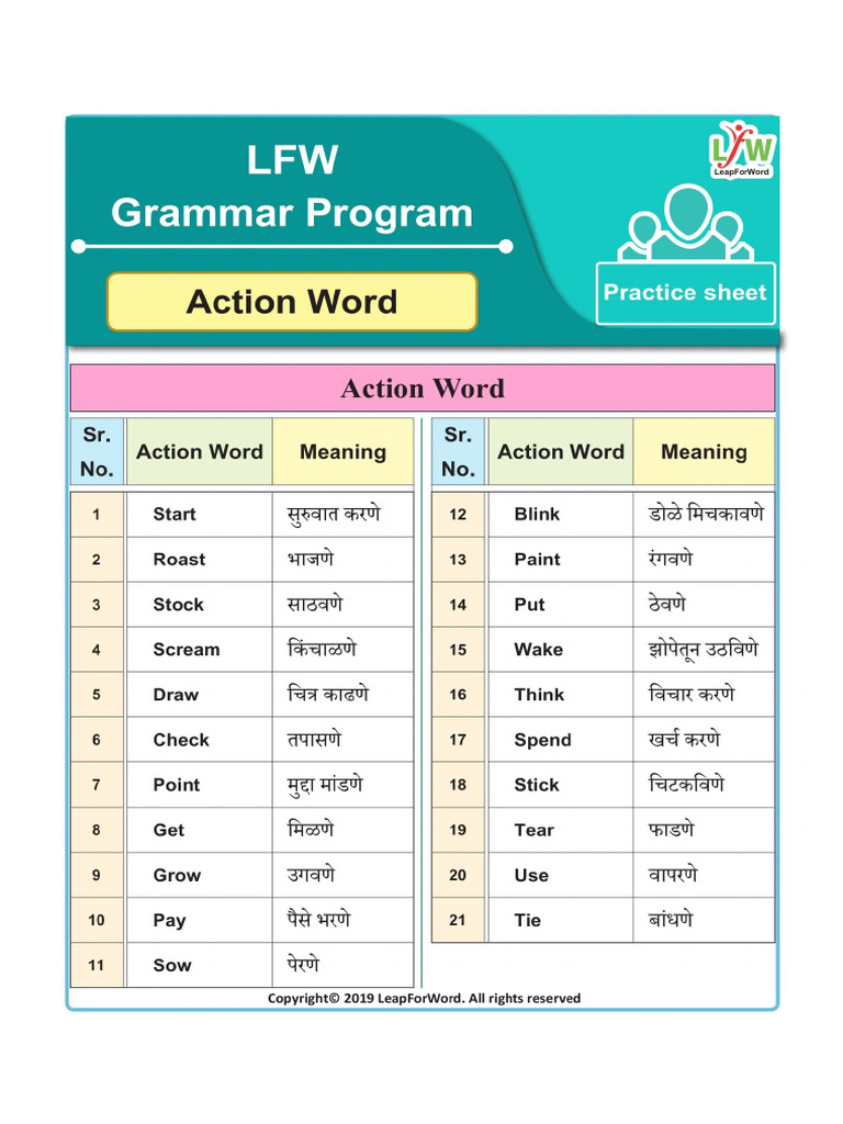 Action Words List 5 (1) Pages 1-8 - Flip PDF Download - FlipHTML5 | PDF