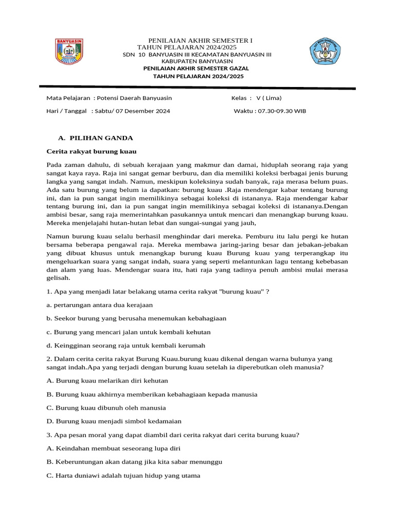 Master Soal PD Kls V Dan Kunci Jawaban SD | PDF