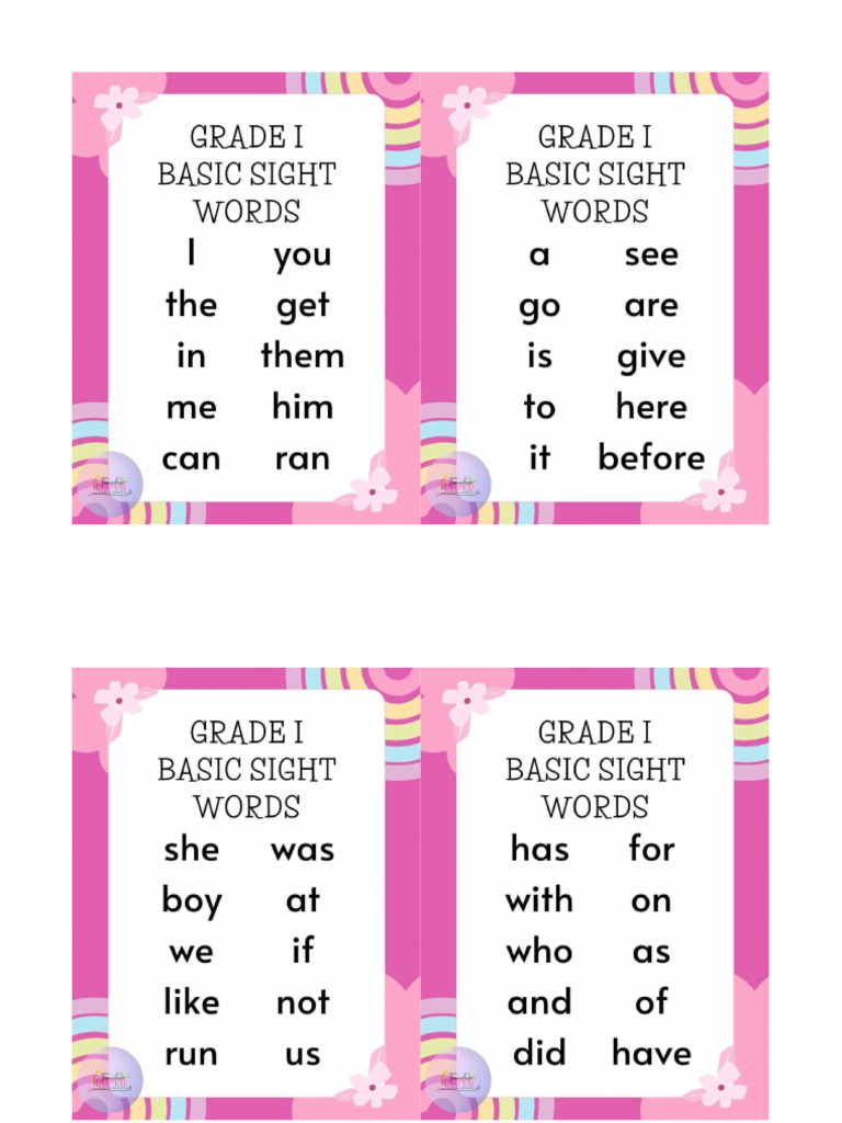 Basic Sight Words | PDF