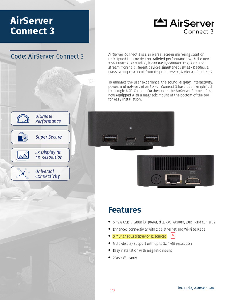 ๔.๑.๓ AIRSERVER CONNECT 3 | PDF | Wi Fi | Hdmi