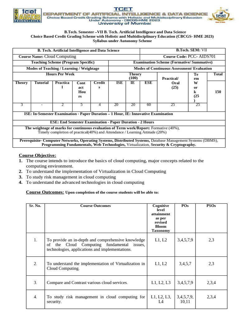 Cloud Computing Syllabus New Scheme | PDF | Cloud Computing | Apache Hadoop