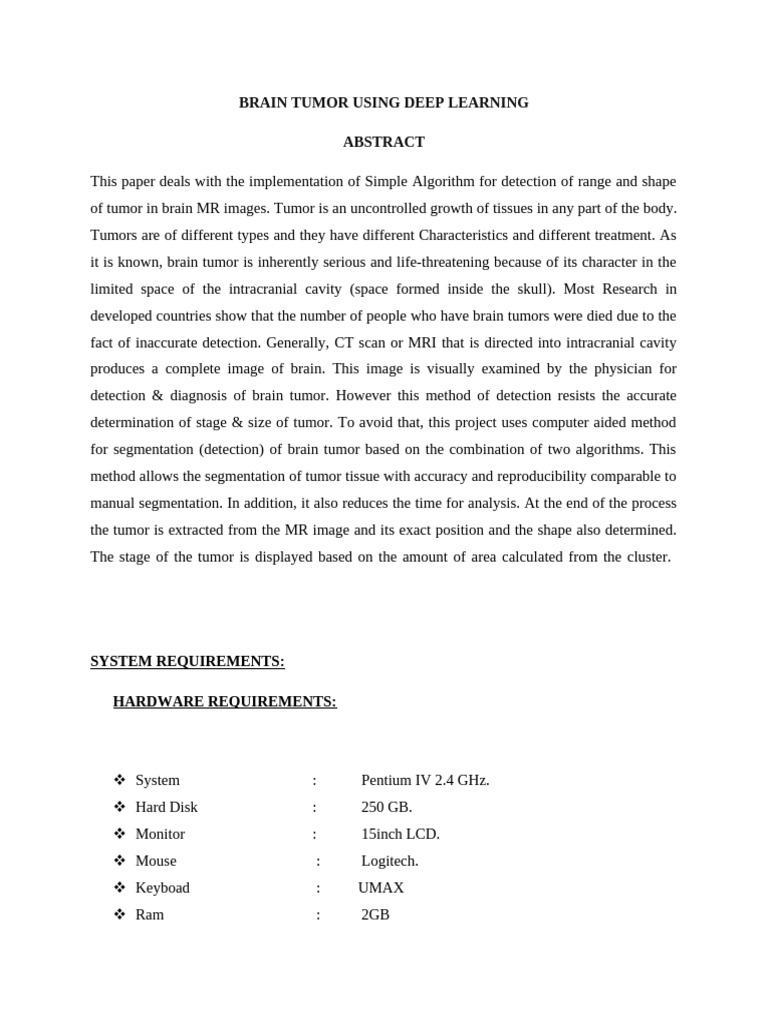 Brain Tumor Using Deep Learning | PDF