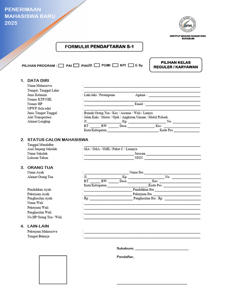 Formulir S1 2025 | PDF