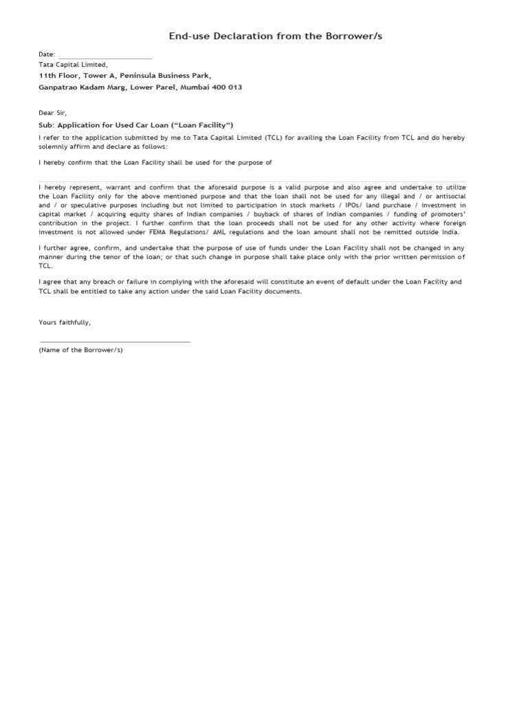 Decouple End Use Declaration | PDF