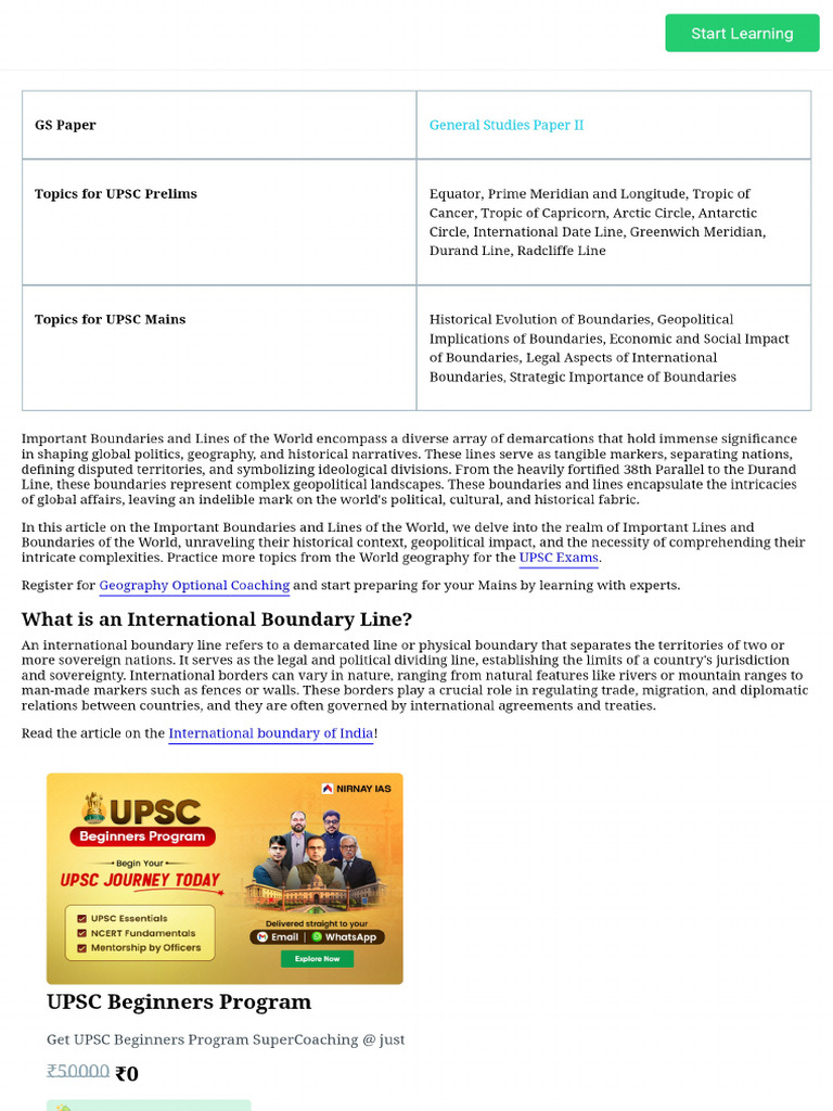 Important Boundaries & Lines of The World - Meaning, List & More - UPSC ...