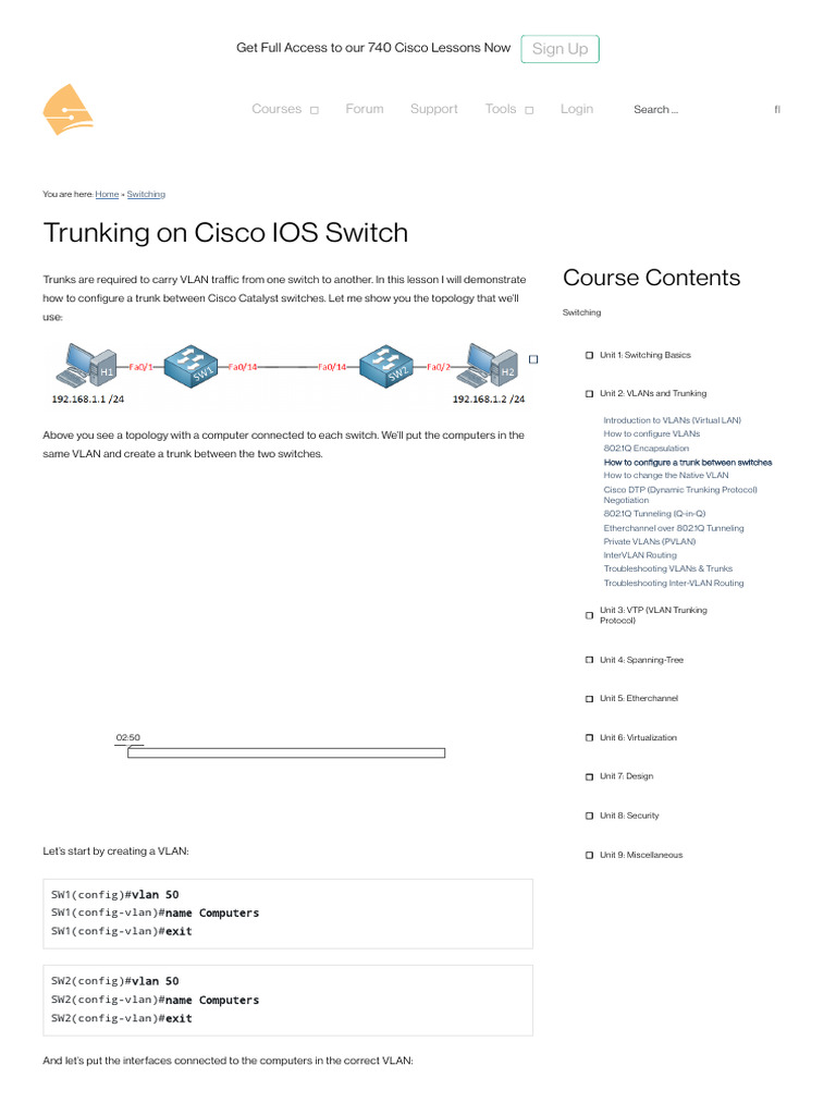 Configuring Cisco Trunk Ports | PDF | Internet Protocols | Computing