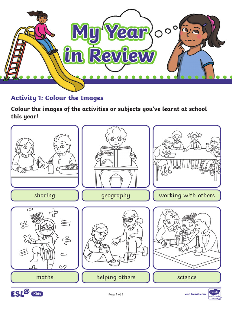 My Year in Review Activity Sheet Kids A2 Ver 2 | PDF | English As A ...