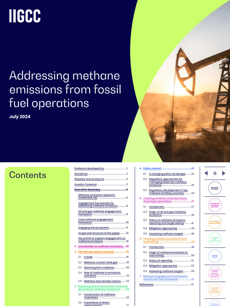 IIGCC Addressing Methane Emissions From Fossil Fuel Operations | PDF | Climate Change Mitigation ...
