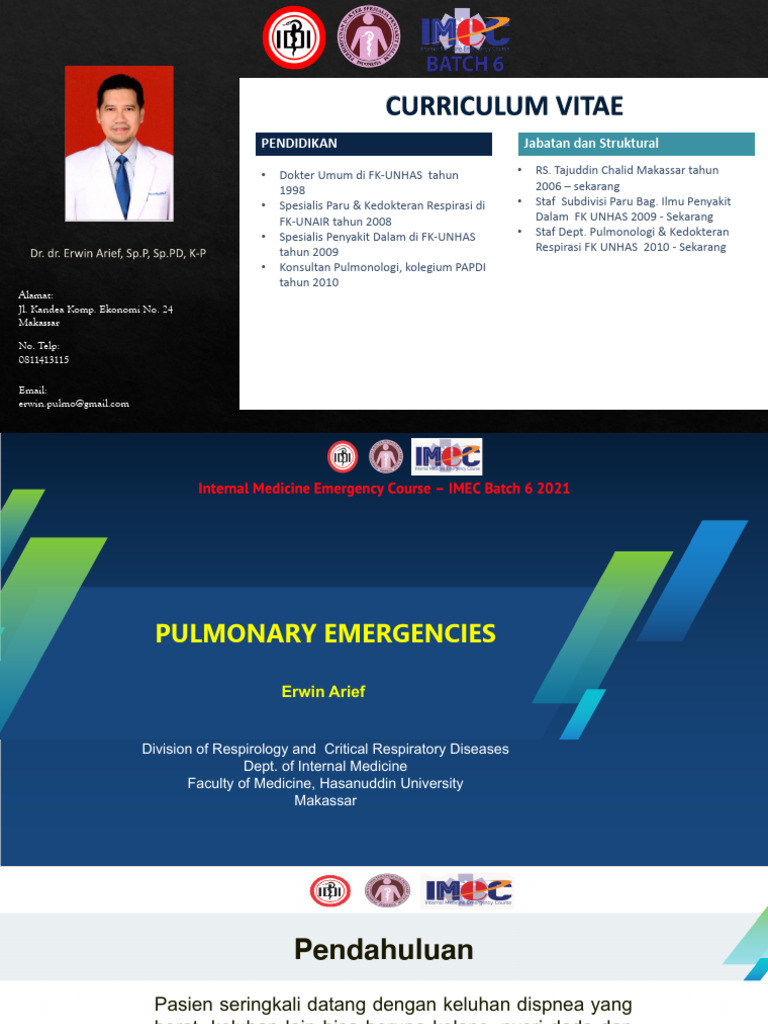 2-3 Dr. Erwin, SP - PD Pulmonary Emergencies IMEC Batch VI | PDF