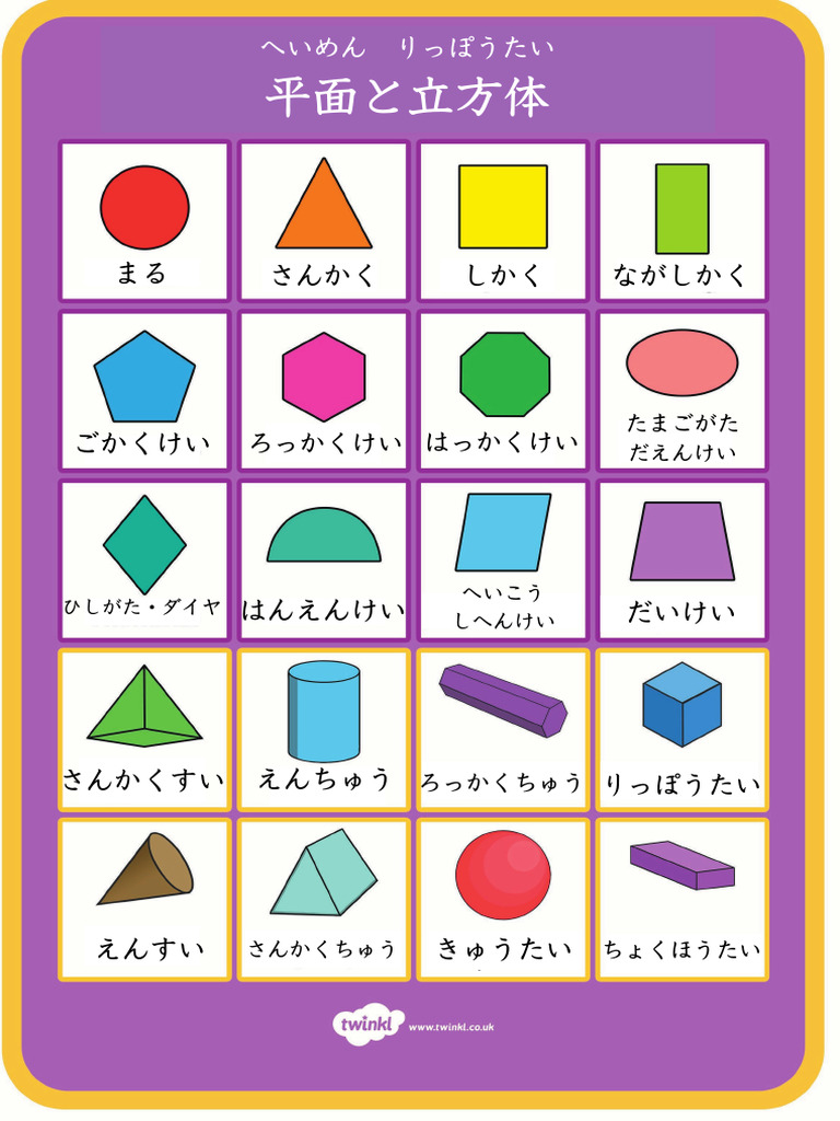 2d and 3d Shapes Poster Dual Language Japanese and English - PDF Ver 1 ...