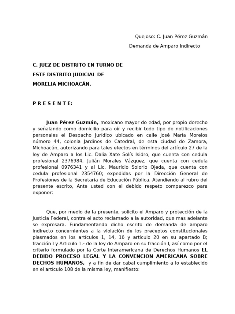 Amparo Indirecto Xate Solis Julian Morales Mauricio Solorio Trabajo ...