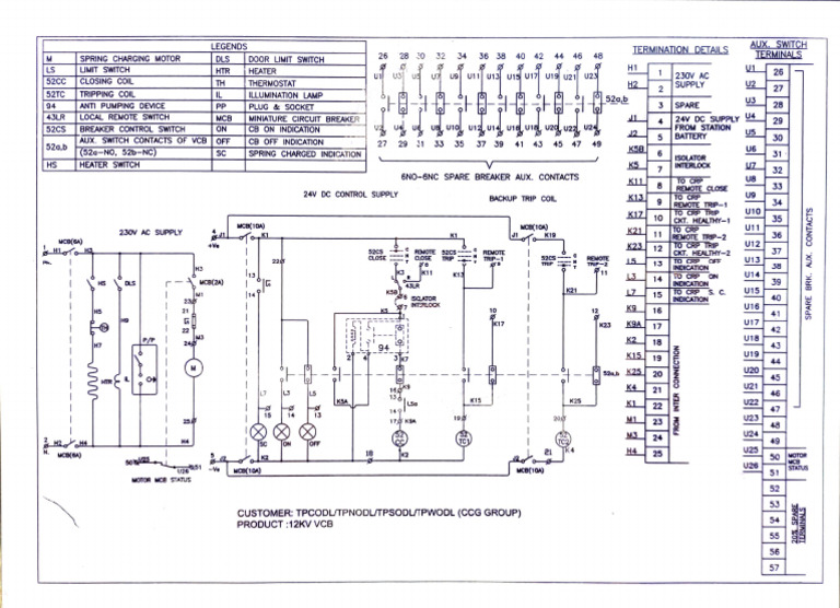 12kV VCB Control and Wiring Details | PDF | Power (Physics ...