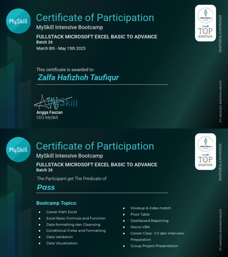 E-Certificate Participation Excel Batch 26 - Zalfa Hafizhoh Taufiqur-1 ...