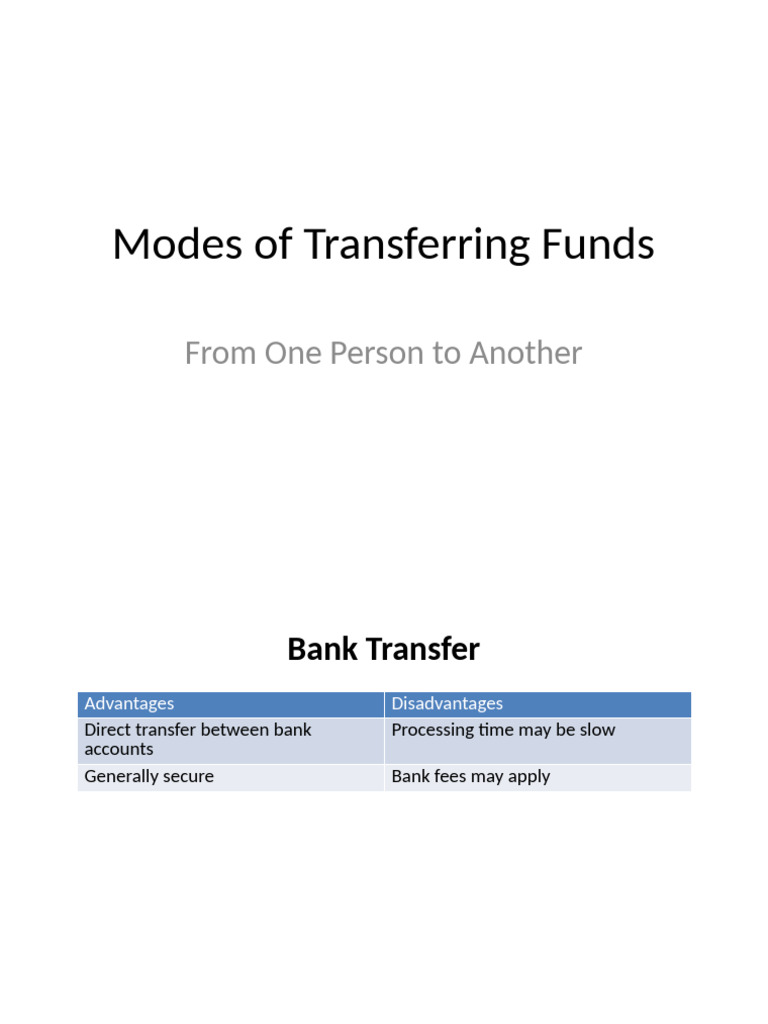 Fund Transfer Methods Explained | PDF