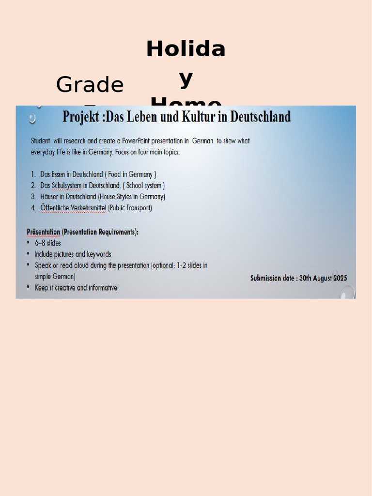Grade 7: Holida y Home Work 6-8 | PDF