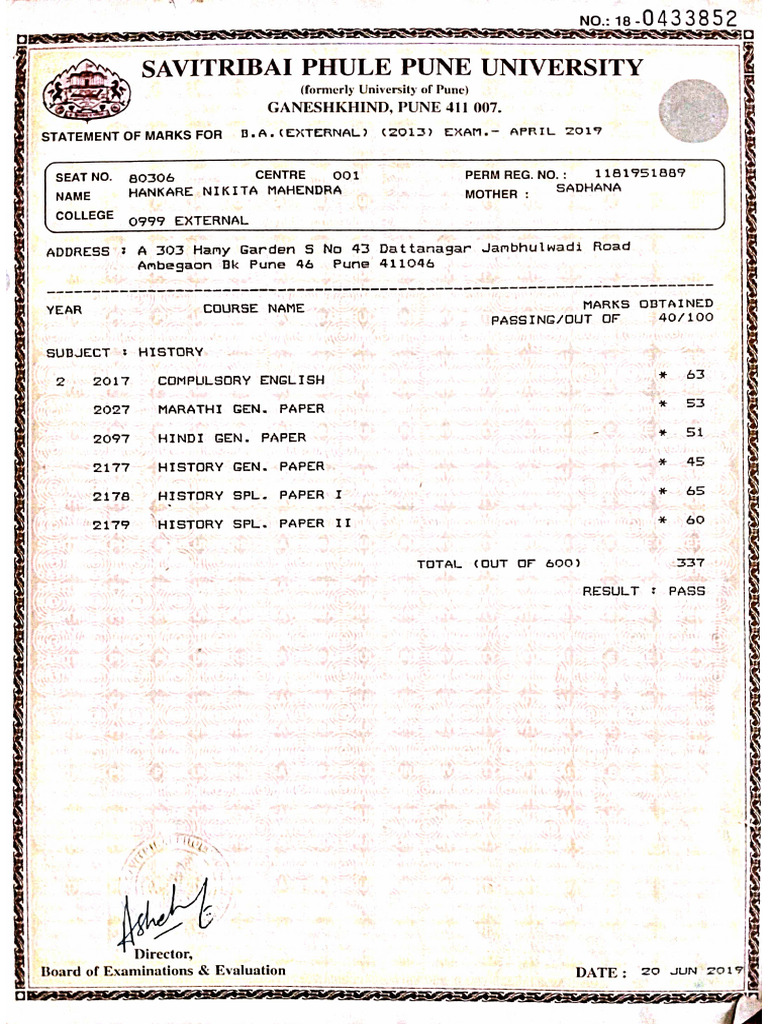 2nd Year Marksheet | PDF