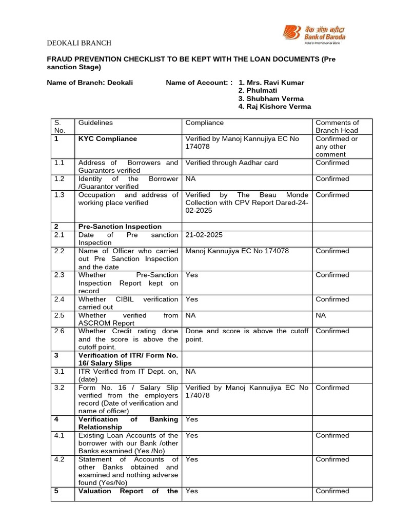 Fraud Prevention Checklist Ravi | PDF | Loans | Mortgages