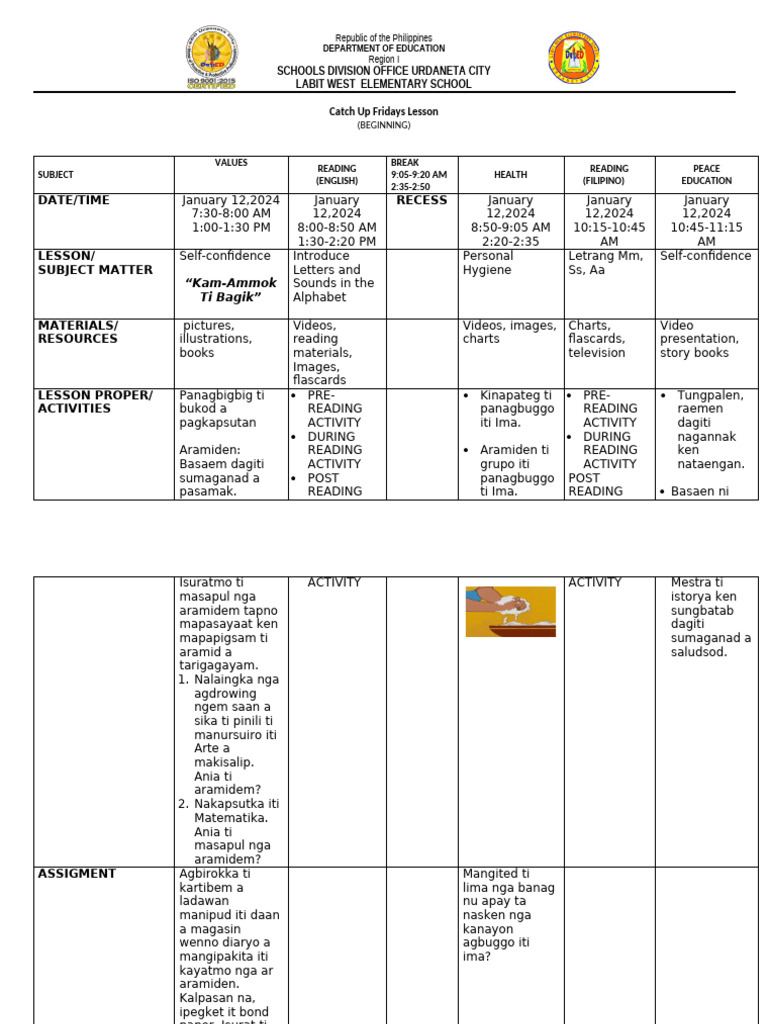 Catch Up Friday Lessonplan | PDF