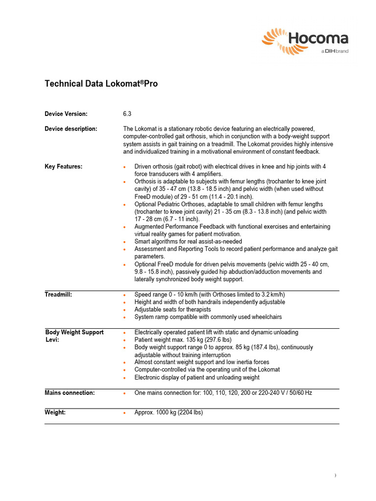 Robot Tập Luyện Dáng Đi - Datasheet t Anh | PDF | Pelvis