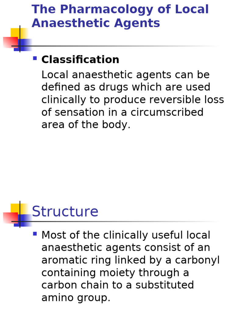 Local Anaesthetics: Pharmacology & Uses | PDF | Anesthesia | Medical ...