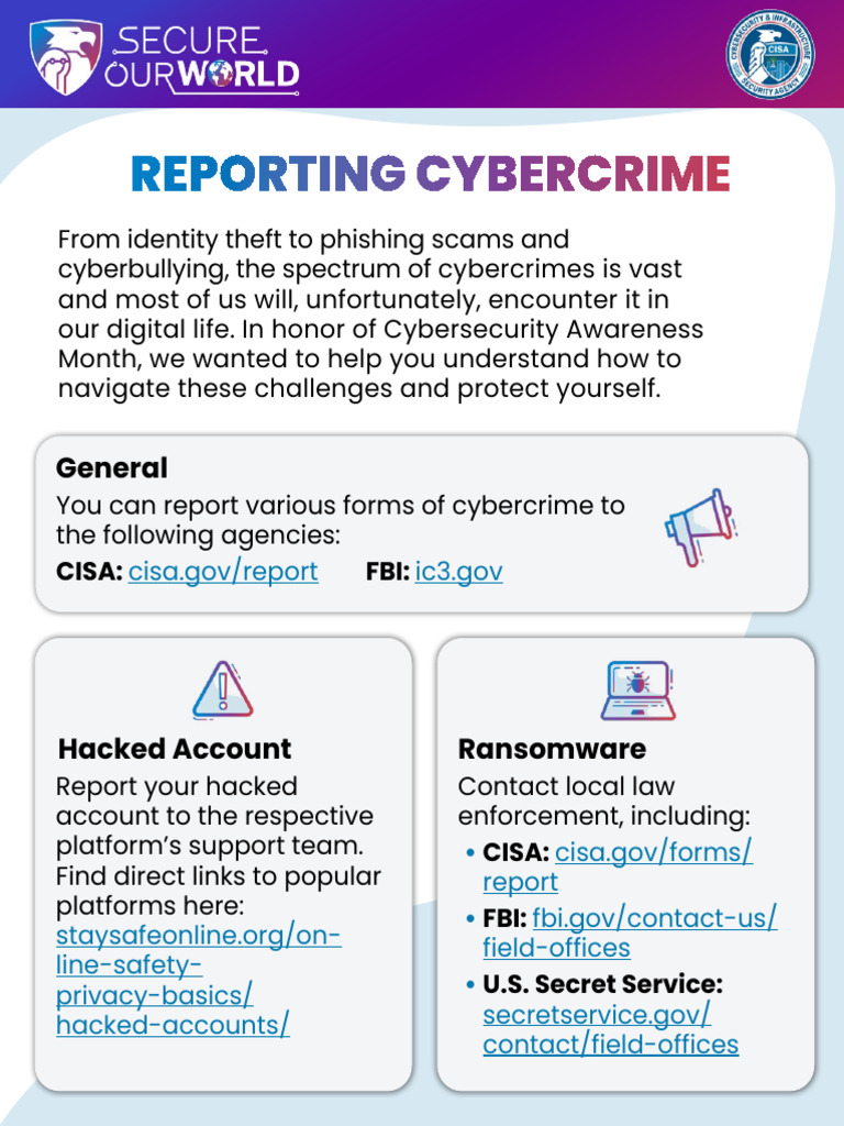 CISA Tip Sheet Reporting Cybercrime Large Print | PDF | Phishing ...