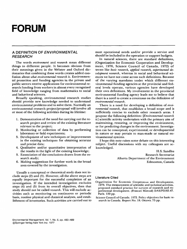 Defining Environmental Research | PDF | Cognition | Methodology