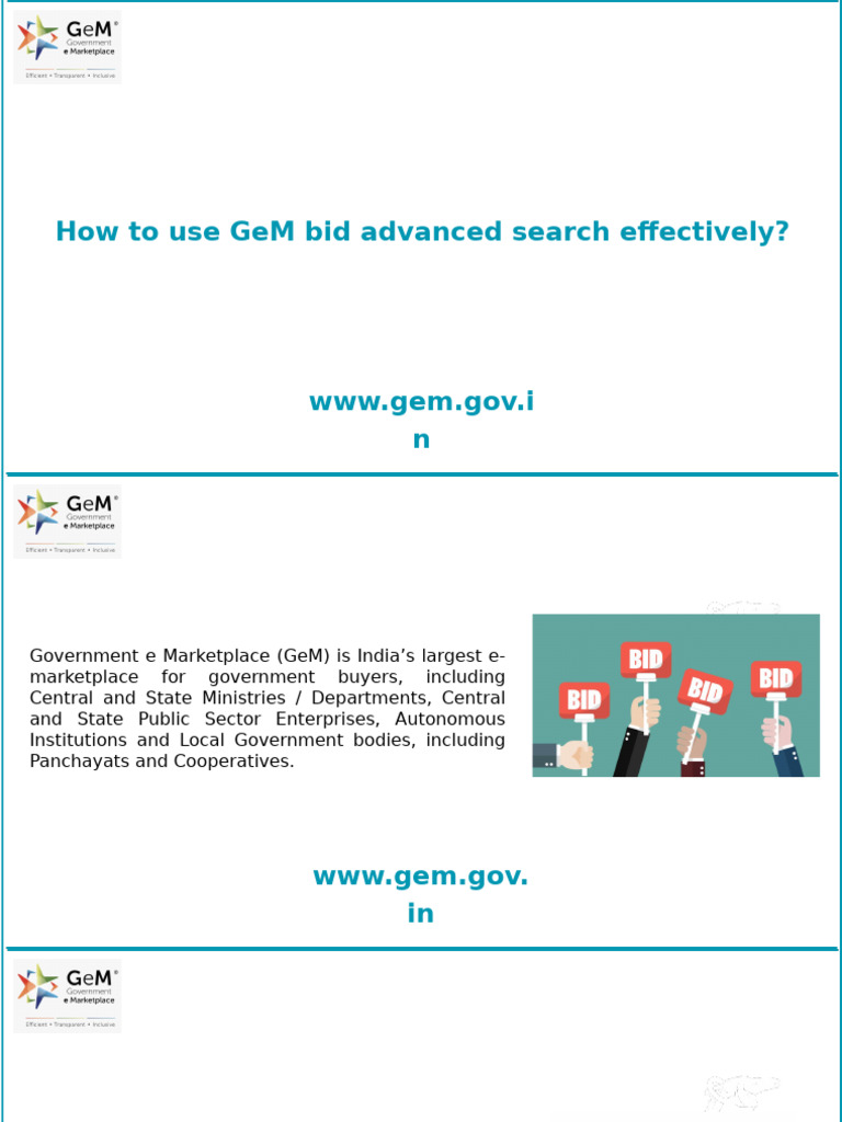 Effective Use of GeM Bid Advanced Search | PDF