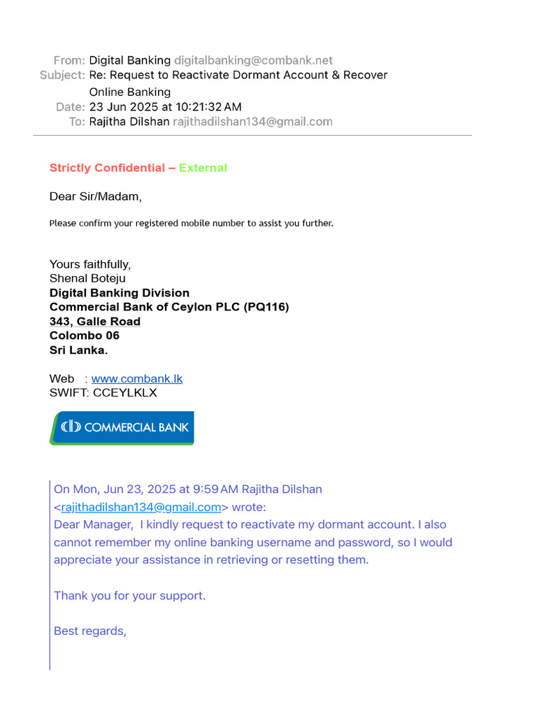 Account Reactivation Request | PDF