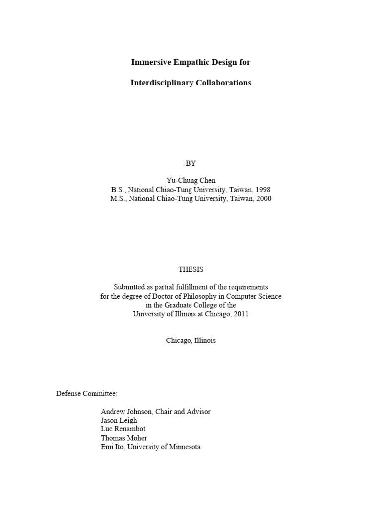 Immersive Empathic Design For Interdisciplinary Collaborations (Thesis ...