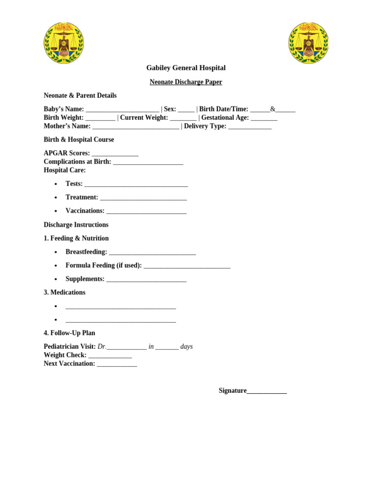 Neonate Discharge | PDF