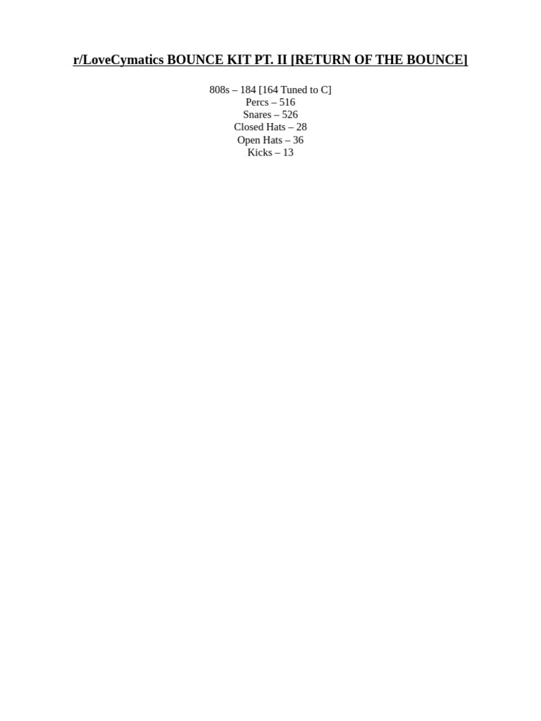 LoveCymatics Bounce Kit II Overview | PDF