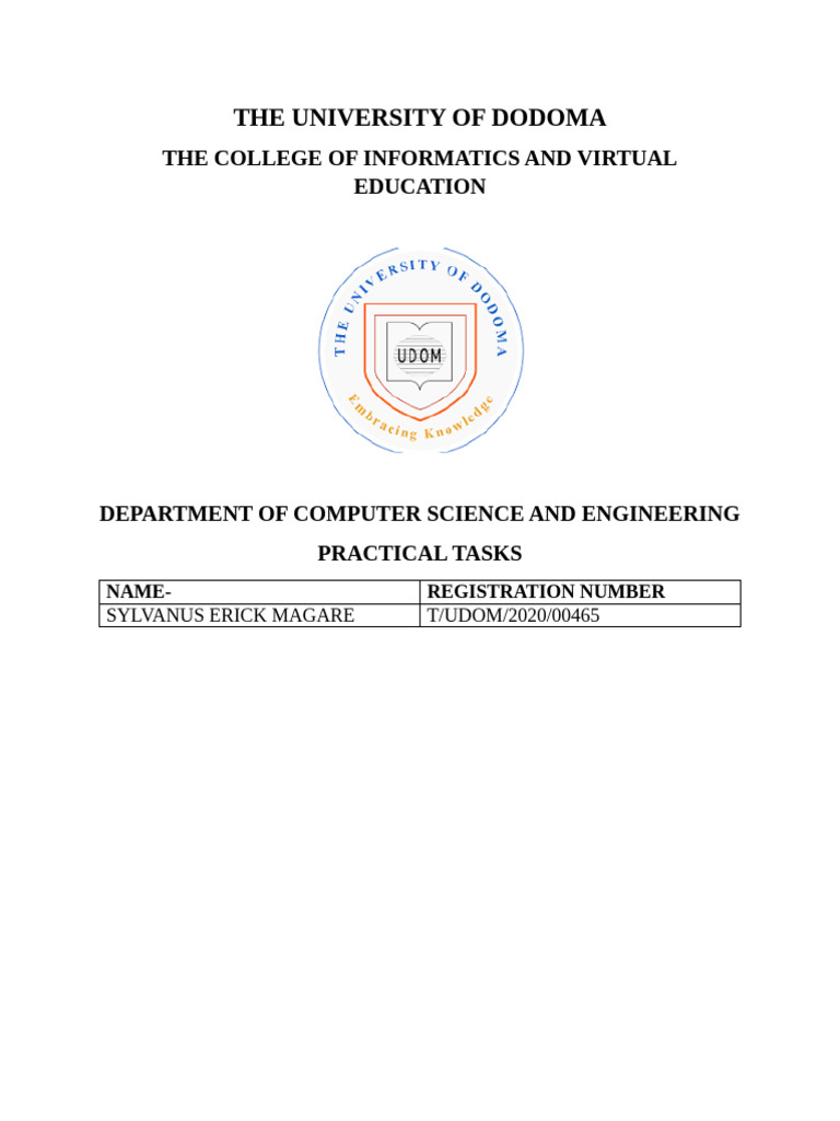 UDOM Computer Science Practical Tasks | PDF | Software | Software ...