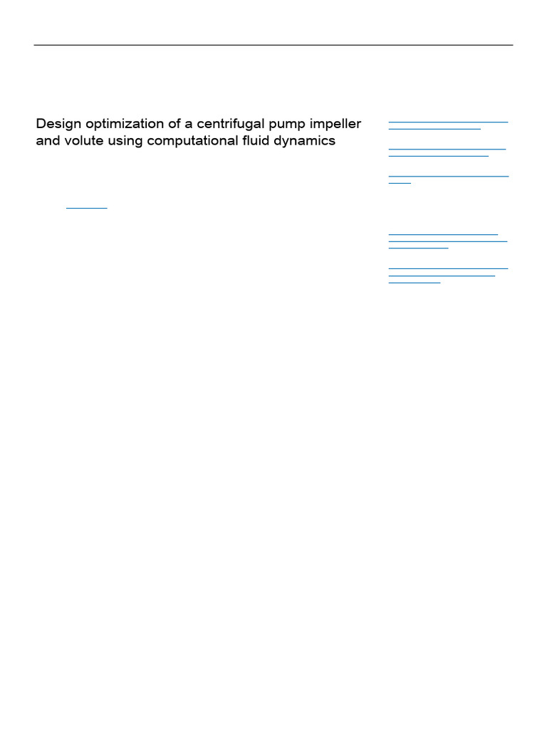 Design Optimization of A Centrifugal Pump Impeller and Volute Using Computational Fluid Dynamics ...