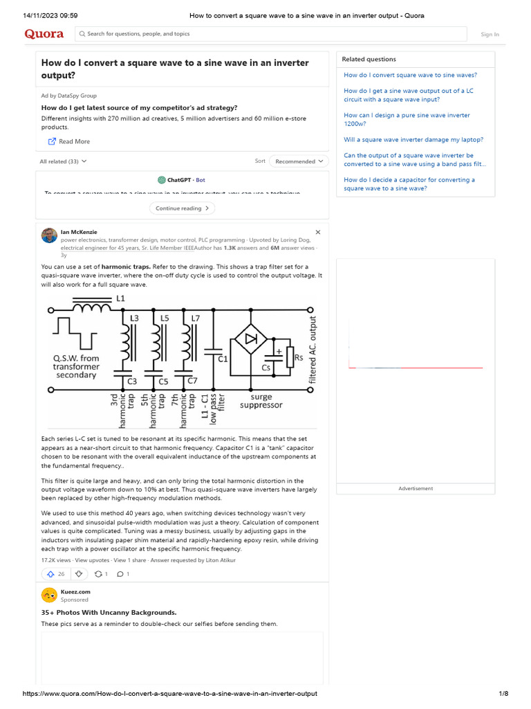 How To Convert A Square Wave To A Sine Wave in An Inverter Output ...
