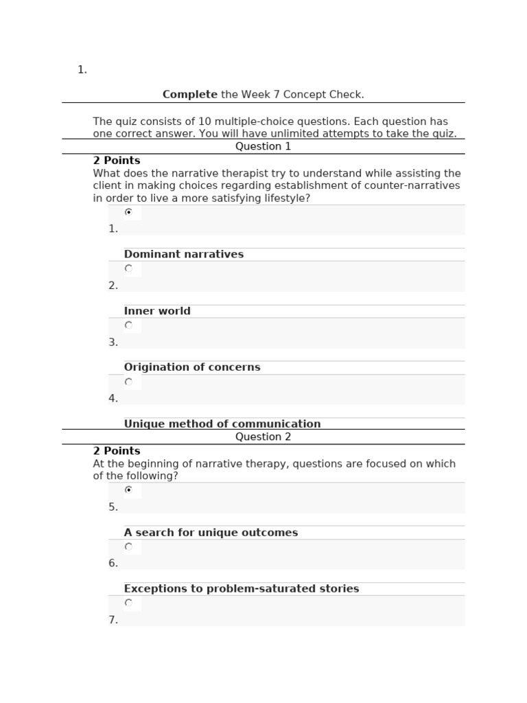 1 Page - Week-7-Question | PDF | Psychotherapy | Behavioural Sciences