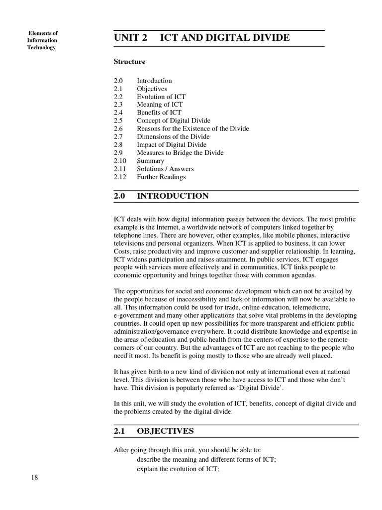 Unit 2 ICT and Digital Divide | PDF | Computer Network | Information And Communications Technology