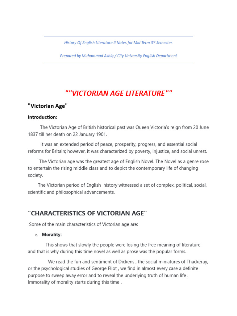 Victorian Age Literature Ful Review | PDF | Victorian Literature | Pre ...