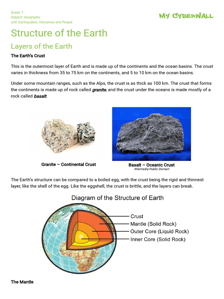 Structure of The Earth | PDF | Earth | Crust (Geology)