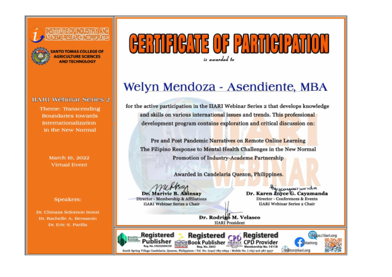 ILIARI Certificate | PDF