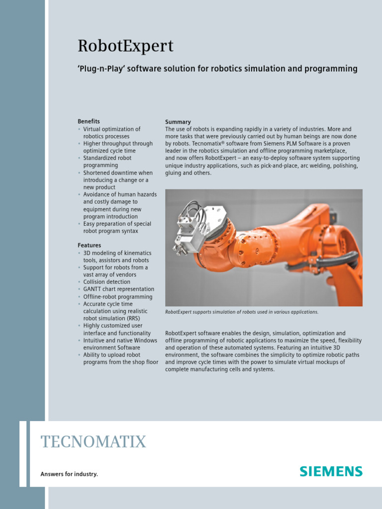 Siemens PLM Tecnomatix RobotExpert | PDF | Simulation | Software Engineering