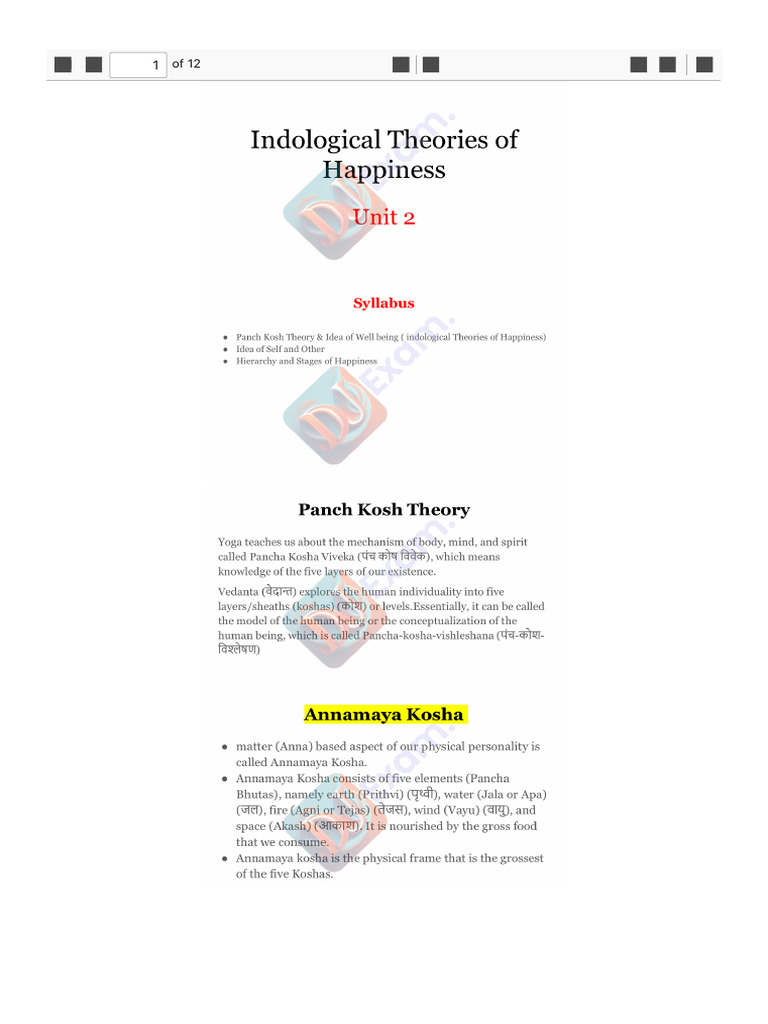 Arts of Being Happy Notes Unit-2 (DuExam - In) PDF | PDF