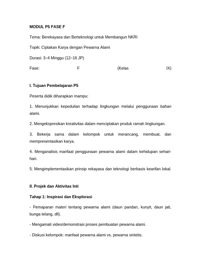 Modul P5 Pewarna Alami | PDF